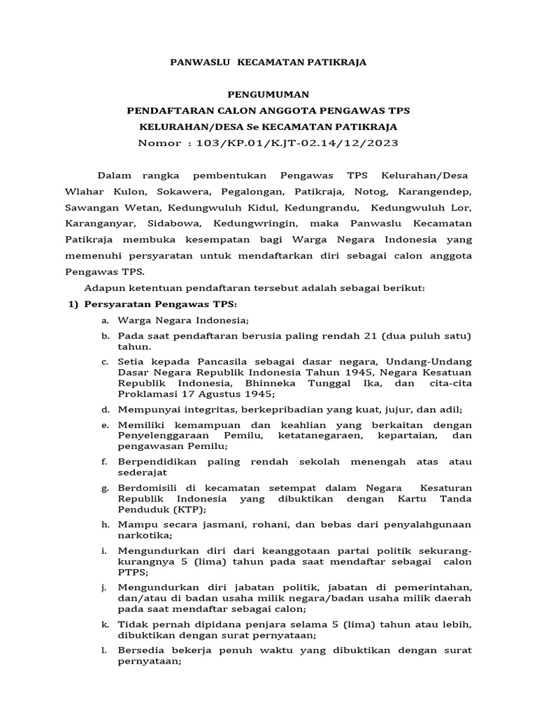 Berkas Formulir Pendaftaran PTPS Pemilu 2024 Fiks | PDF | Olahraga ... Berkas Formulir Pendaftaran PTPS Pemilu 2024 Fiks | PDF | Olahraga ...