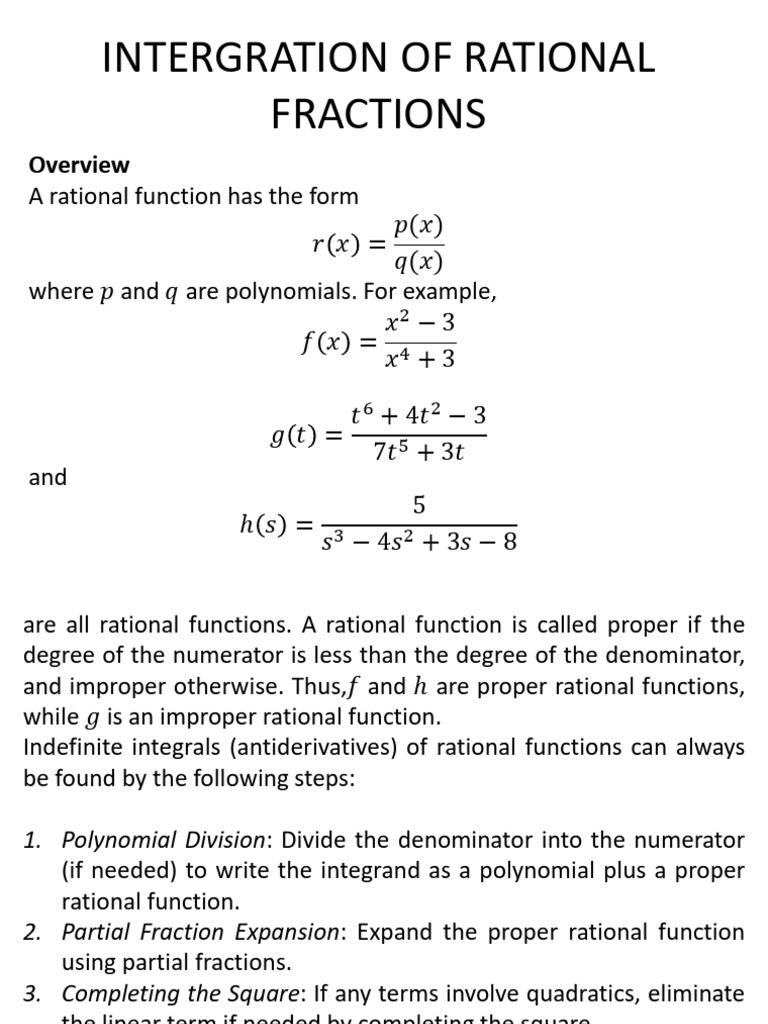 2c. Integration by Partial Fraction | PDF | Integral | Algorithms