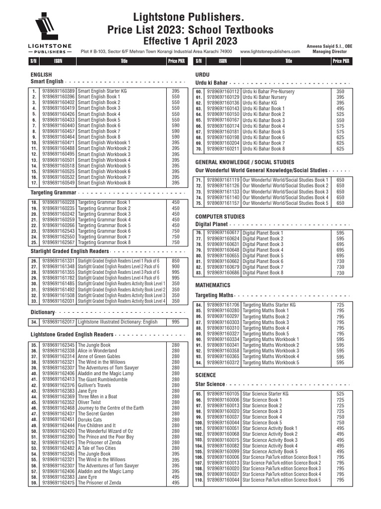 Lightstone Price List 2023 (April) | PDF