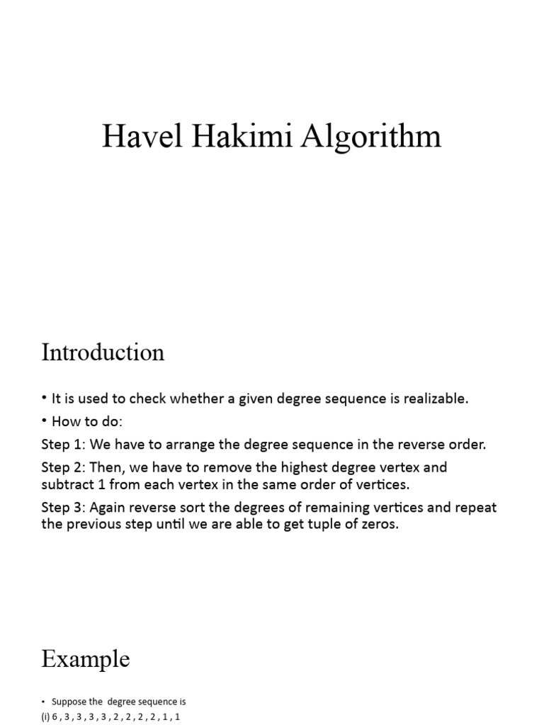 Havel Hakimi Algorithm | PDF