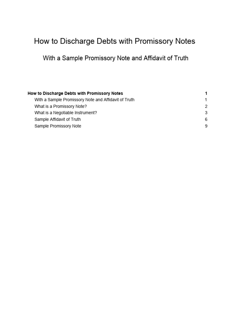 How To Discharge Debts With Promissory Notes | PDF | Negotiable ...