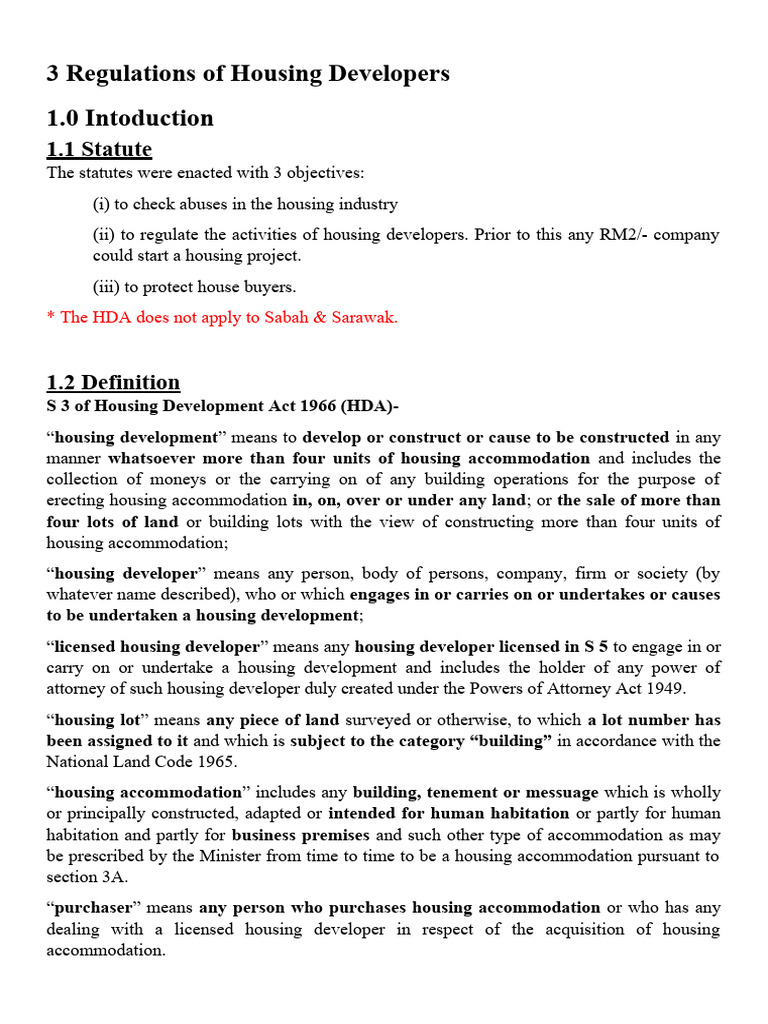 3 Regulations of Housing Developers | PDF