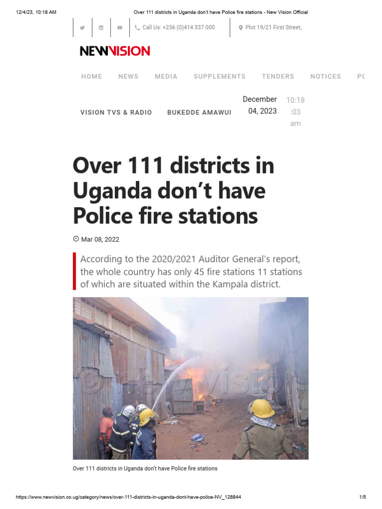 Over 111 Districts in Uganda Don't Have Police Fire Stations - New ...