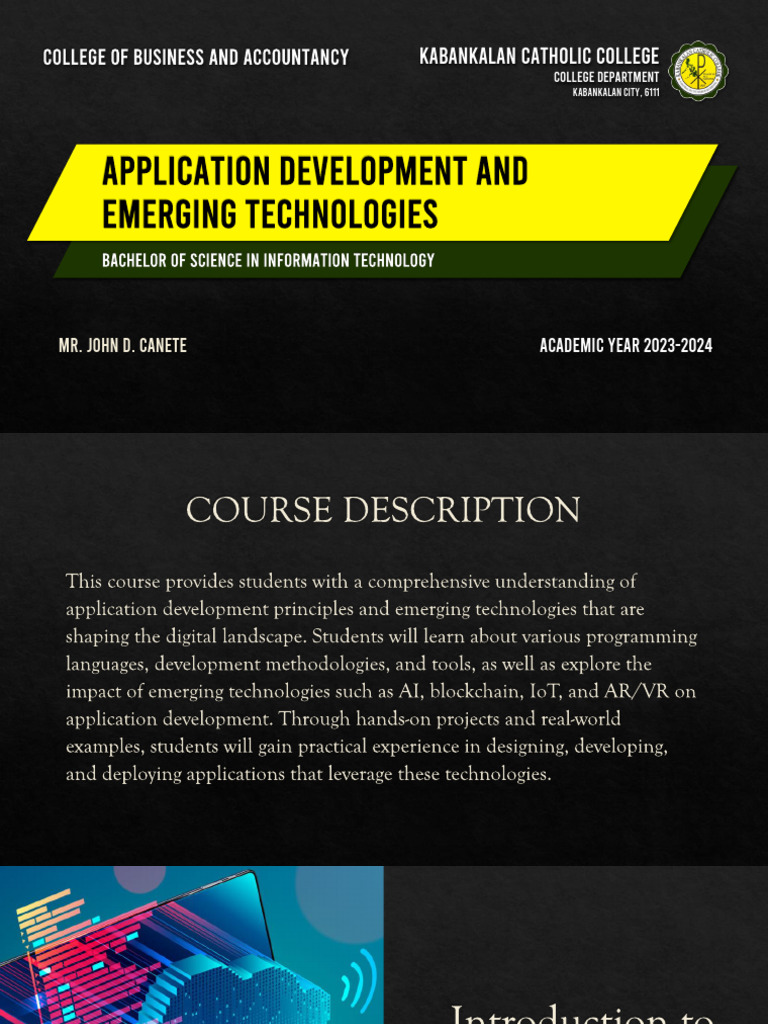 Application Development and Emerging Technologies | PDF | Application Software | Mobile App