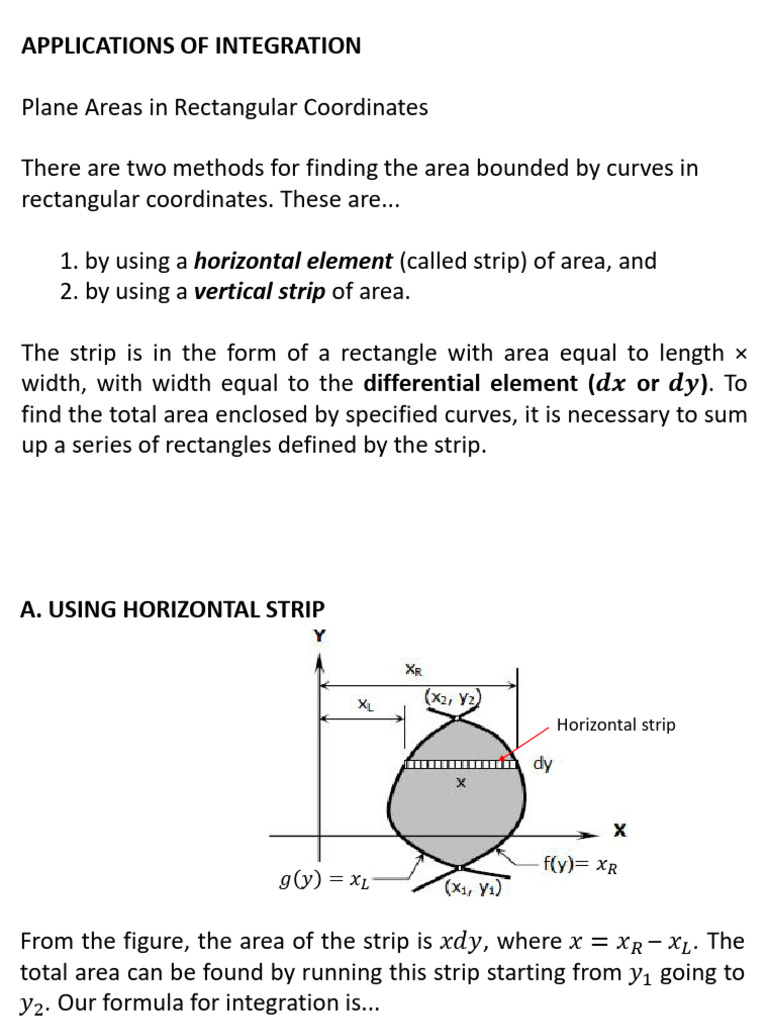 Application of Integrals To Plane Areas | PDF | Area | Integral