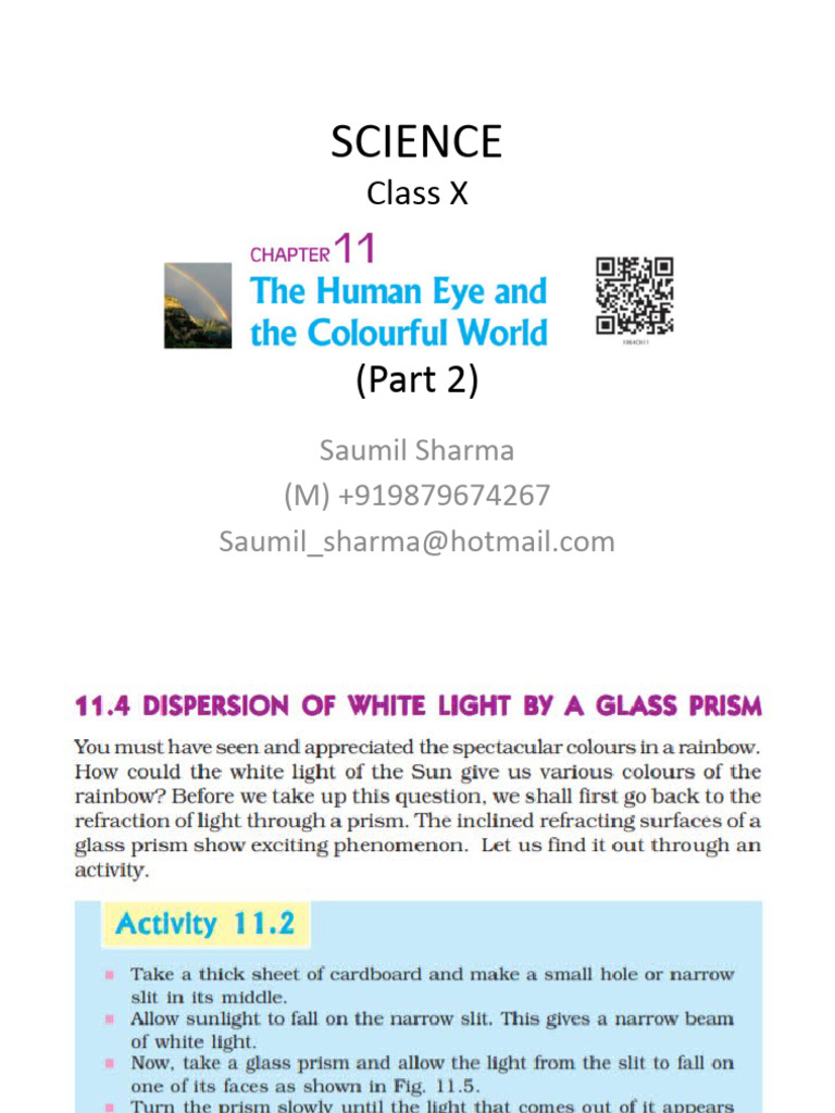 CBSE Class X Science CH 11 The Human Eye and The Colourful World Part 2 | PDF | Rainbow | Sunset