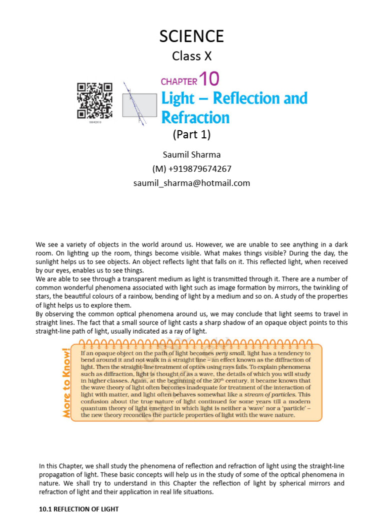 CBSE Class X Science CH 10 Light - Reflection and Refraction Part 1 ...