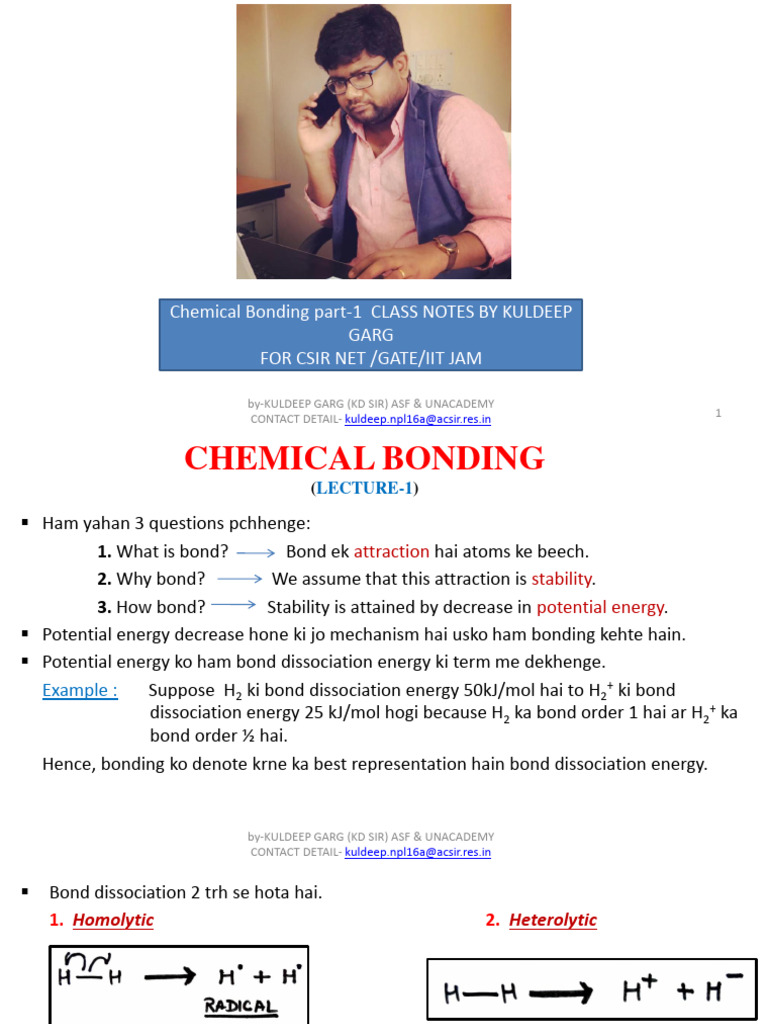 Chemical Bonding Part - 1 by Kuldeep Sir | PDF | Atomic Orbital | Schrödinger Equation