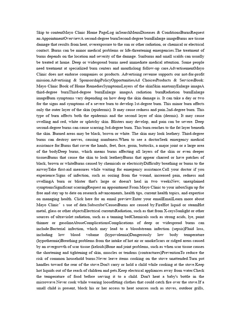 Burns | PDF | Wellness | Science & Mathematics