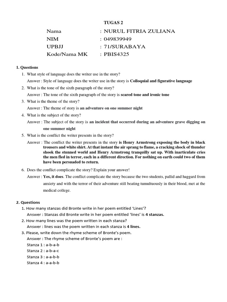 Tugas 2 Pbis4325 Nurul Fitria Zuliana | PDF | Poetry | Phonaesthetics