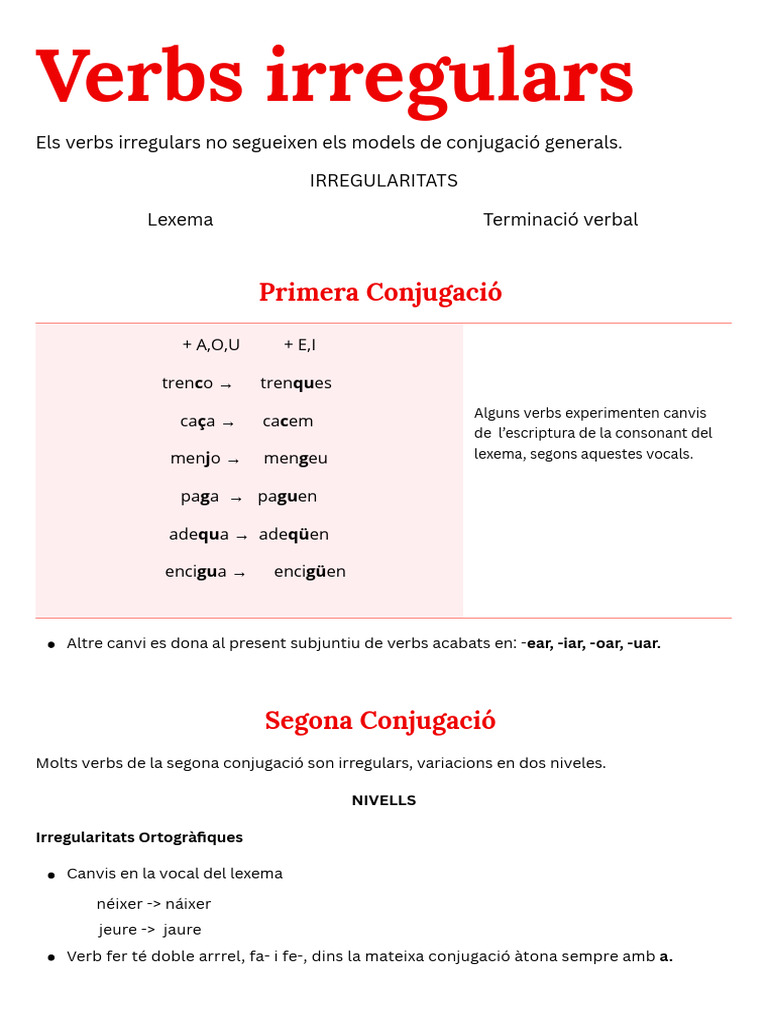 Verbs Irregulars | PDF