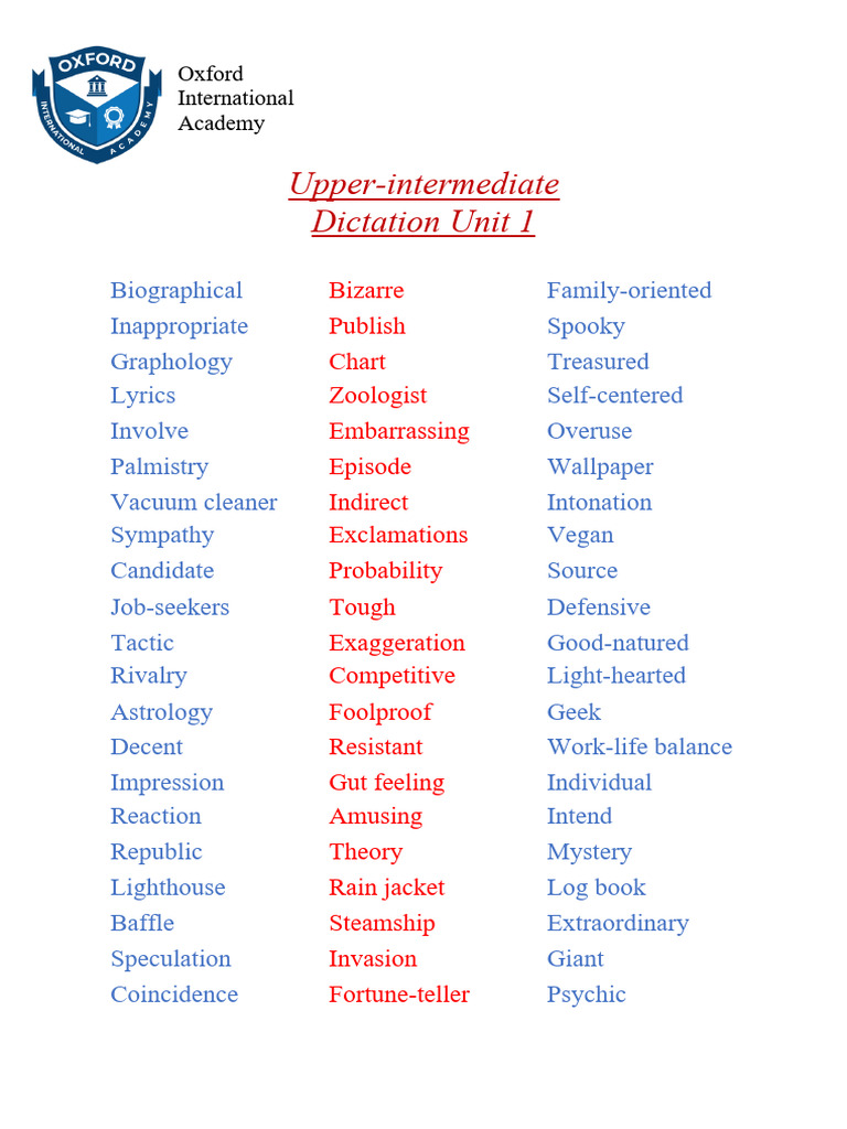 Upper-Intermediate Dictation | PDF | Young Adult