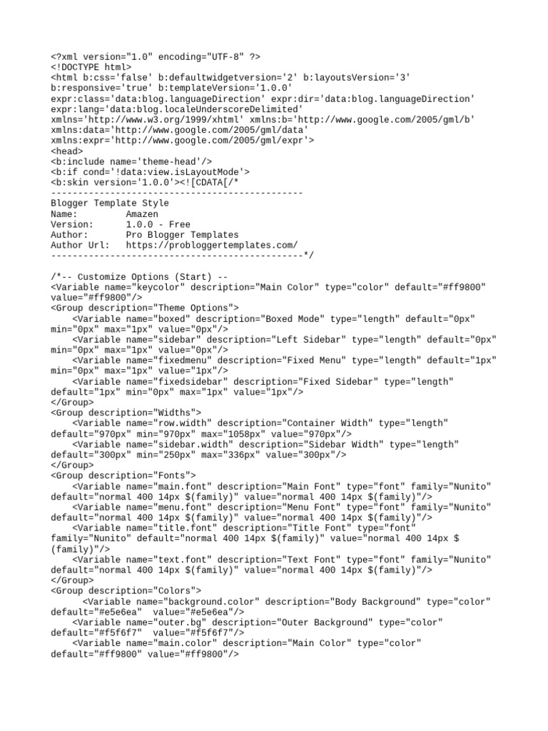 Blogger Template Customization | PDF | Html Element | Arial