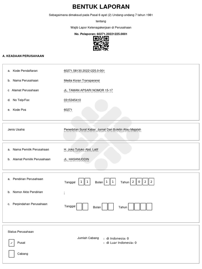 Wajib Lapor Ketenagakerjaan | PDF