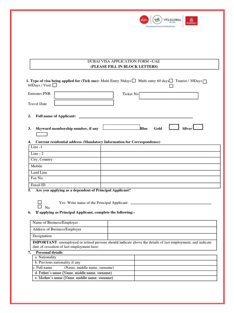 Visa Application Form Document New UAE | PDF | Travel Visa | Passport