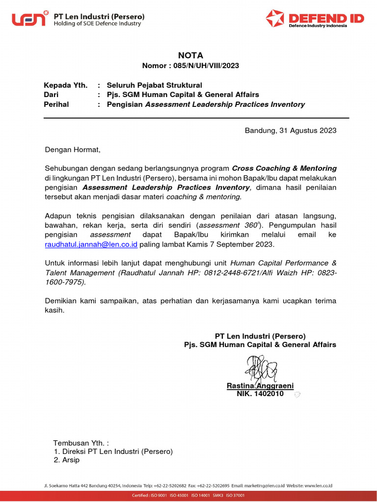 085-UH Pengisian Assessment Leadership Practices Inventory | PDF