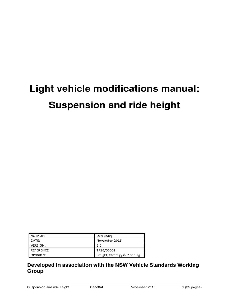 RMS Infosheet Light Vehicle Modifications Manual Suspension and Ride ...