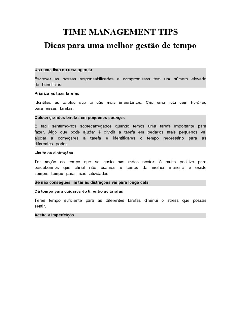 TIME MANAGEMENT TIPS | PDF TIME MANAGEMENT TIPS | PDF