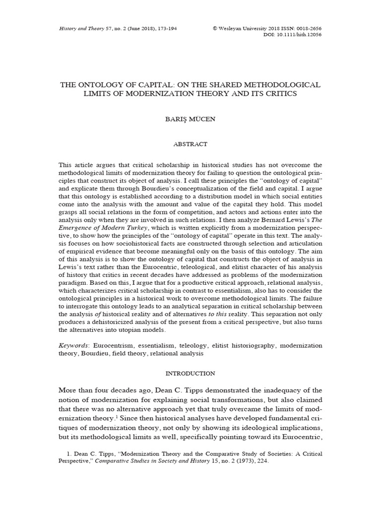 MUCEN, 2018. The Ontology of Capital: On The Shared Methodological Limits of Modernization ...