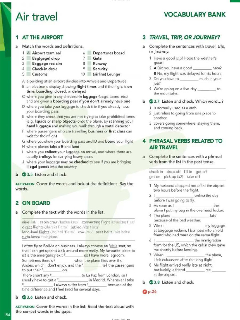 AIR TRAVEL VOCABULARY | PDF