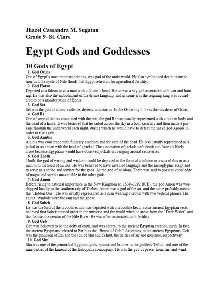 Egypt Gods and Goddesses | PDF