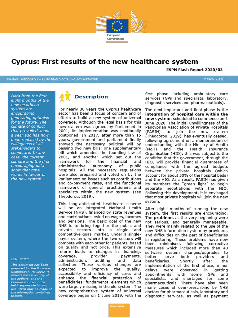 Cyprus: First Report of The New Healthcare System | PDF | National ...