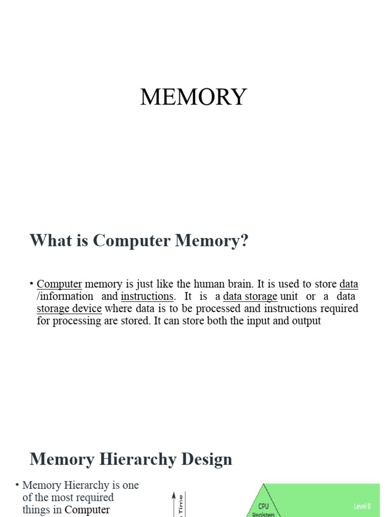 Coa Unit 4. Memory | PDF | Computer Data Storage | Random Access Memory