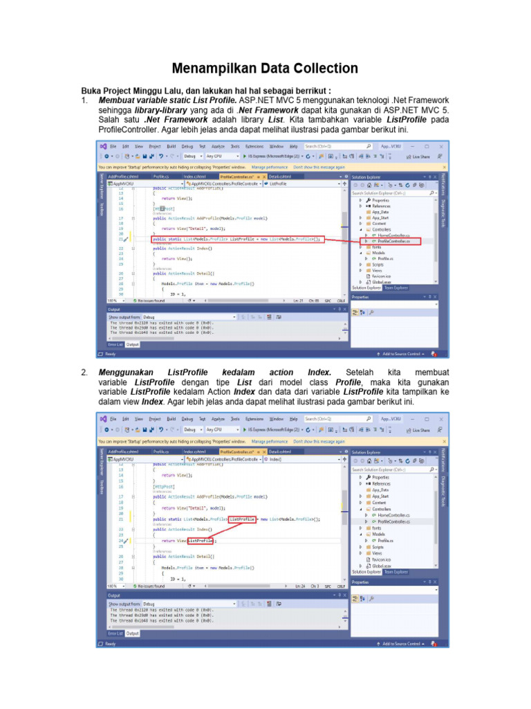 MODUL Menampilkan Data Collection PENERAPAN MVC ASP NET C# | PDF | Komputer