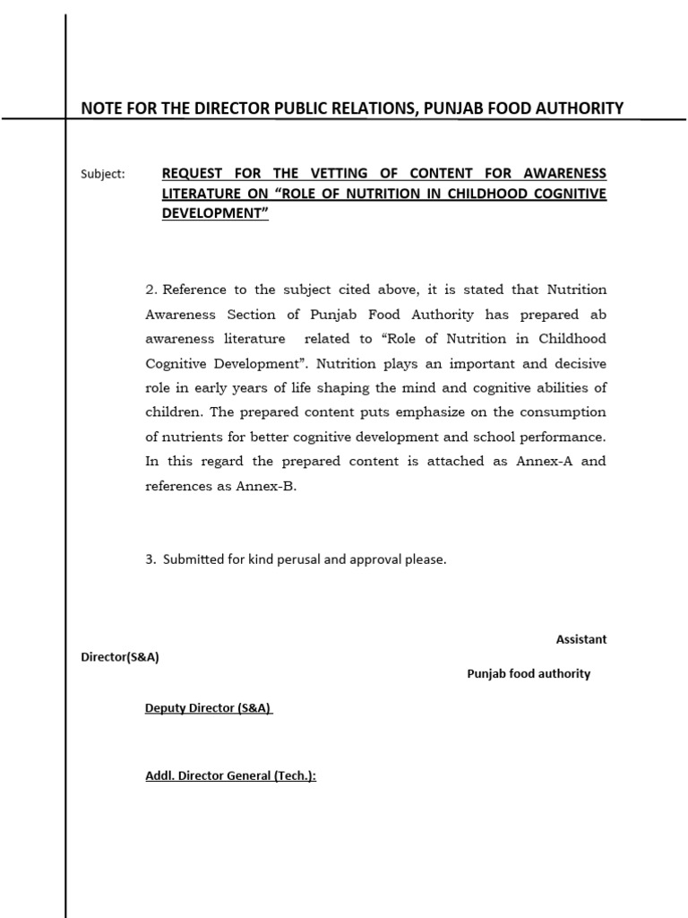 Noting For Vetting of Literature | PDF