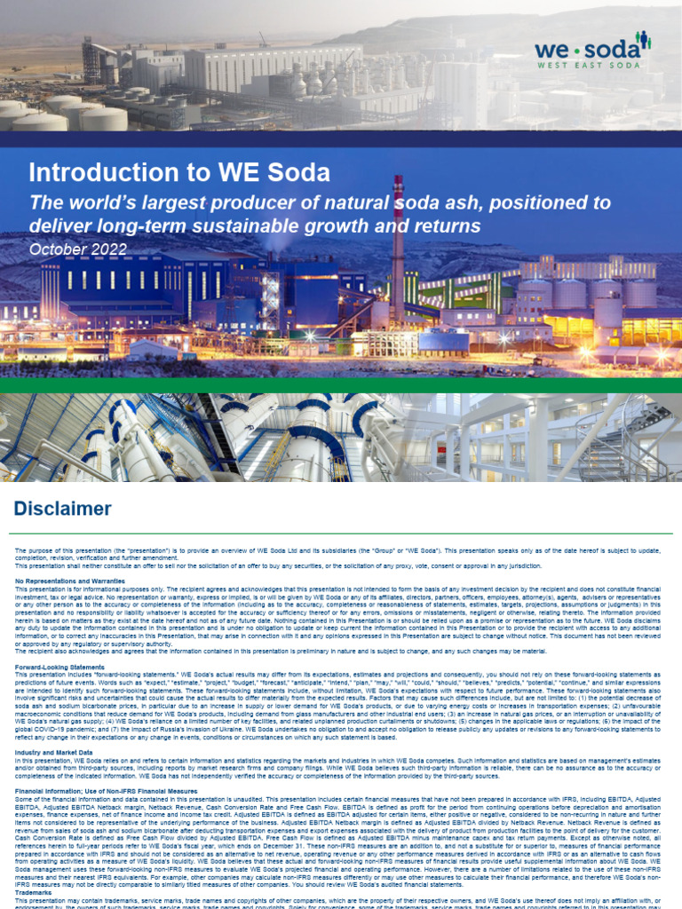 WE Soda - 30 October 2022 | PDF | Sodium Bicarbonate | Revenue