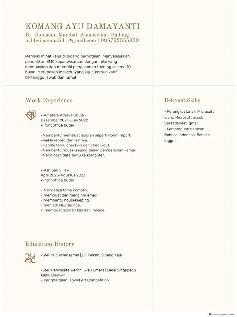 CV Ayu Damayanti | PDF