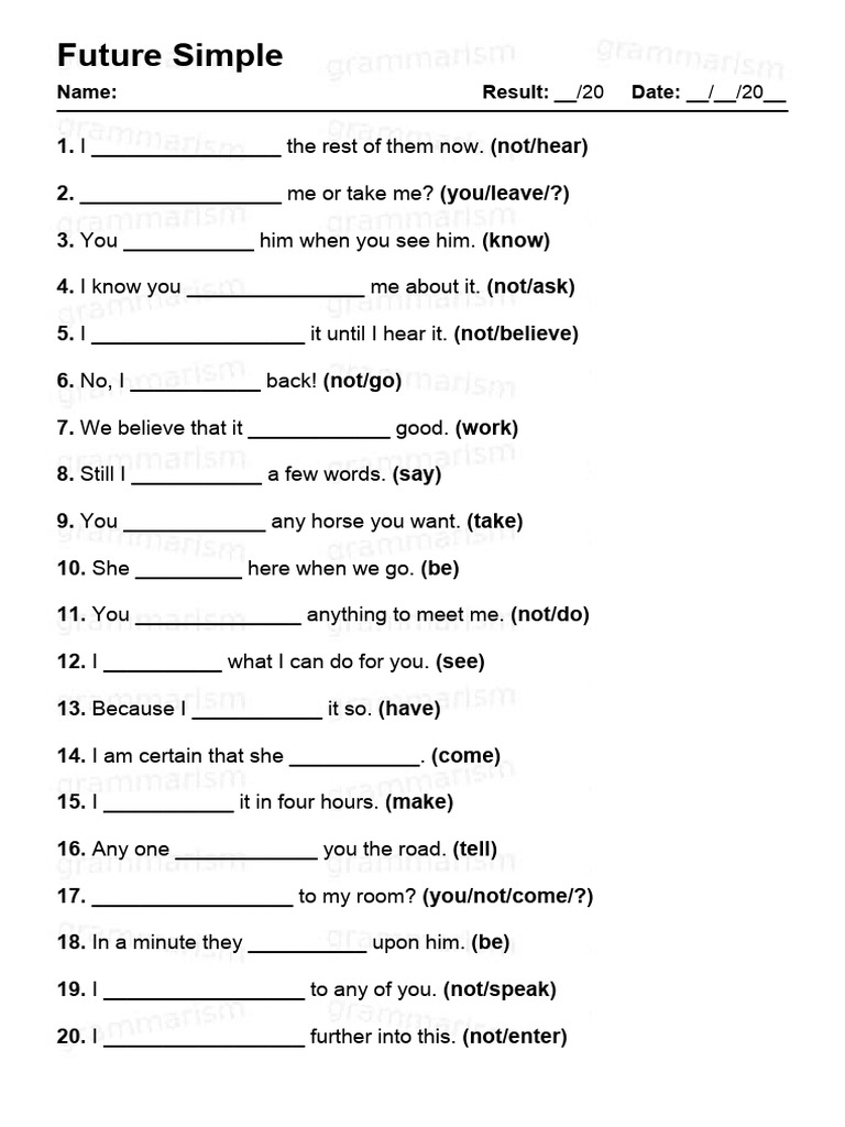 Grammarism Future Simple Test 5 1100325 | PDF | Career & Growth ...