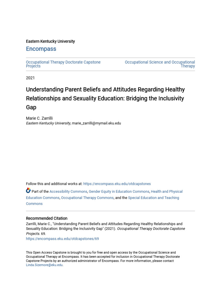 Understanding Parent Beliefs and Attitudes Regarding Healthy Relationships and Sexuality ...