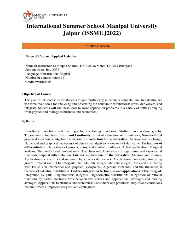 Applied Calculus | PDF | Integral | Calculus