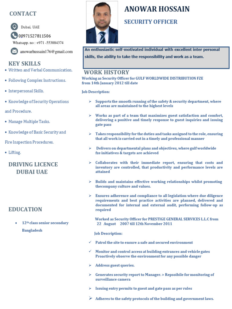 Anwar CV | PDF | Security Guard
