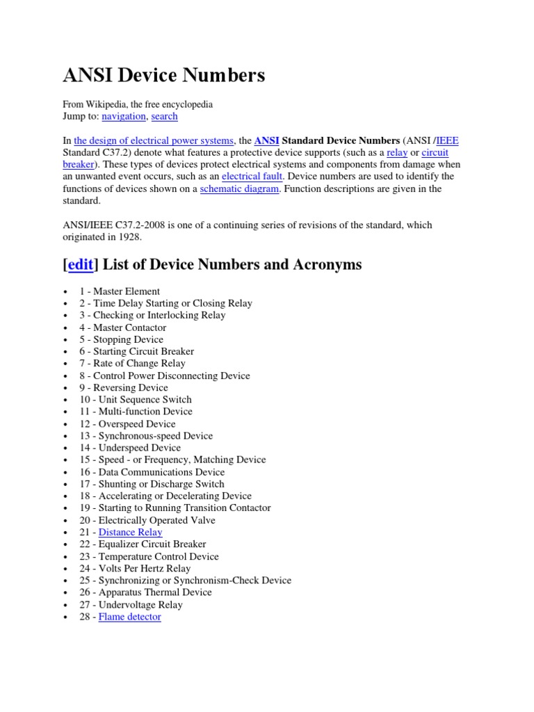 Ansi 37.2 | PDF | Relay | Switch