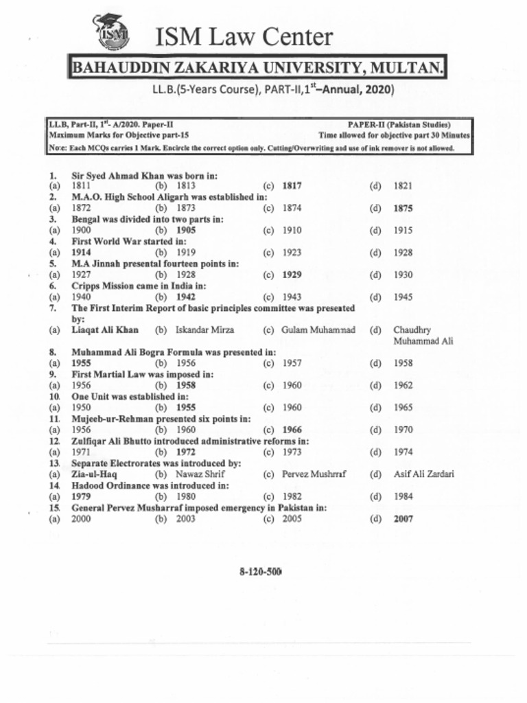 Pak Study Past Paper Part 2 Pdf