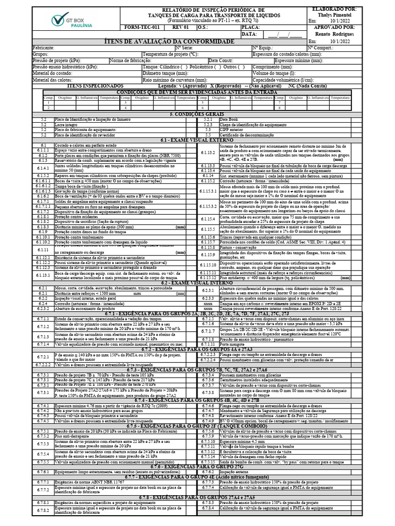 FORM-TEC-011 - REV.01 - ANEXO D - Port.128 | PDF