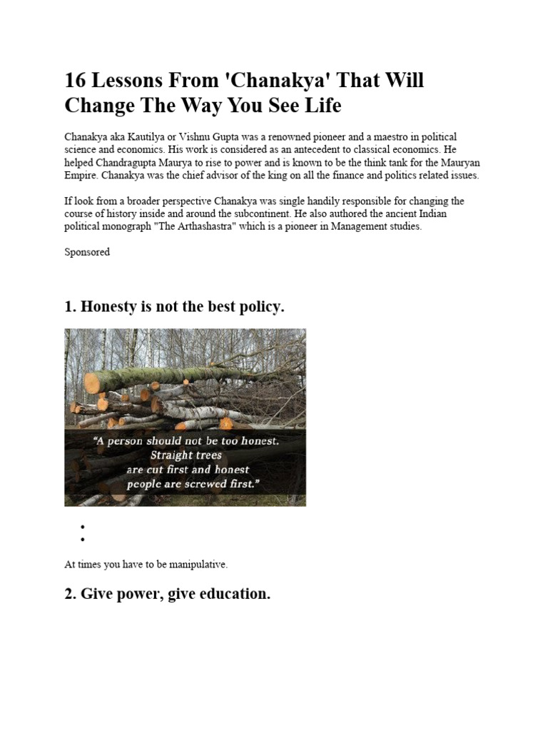 16 Lessons From Chanakya The Way U See Life Change | PDF