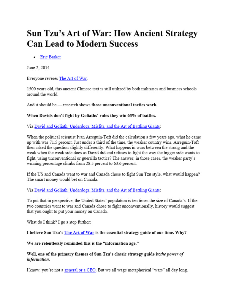 Sun Tzu's Strategy for Modern Success | PDF | Politics