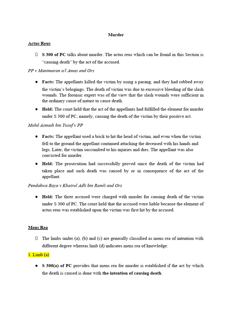 Murder | Download Free PDF | Murder | Burden Of Proof (Law)