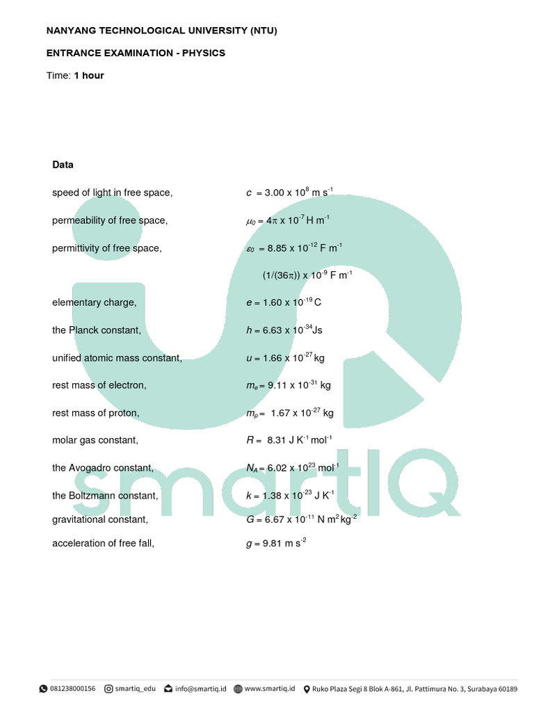 NTU UEE Physics Mock Exam | PDF | Atomic Nucleus | Electron