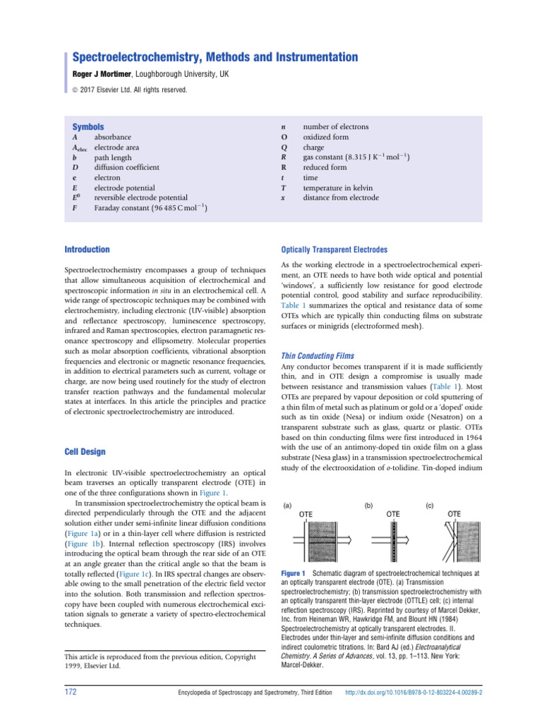 Spectroelectrochemistry, Methods and Instrumentation: Symbols | PDF | Physical Sciences | Atomic ...