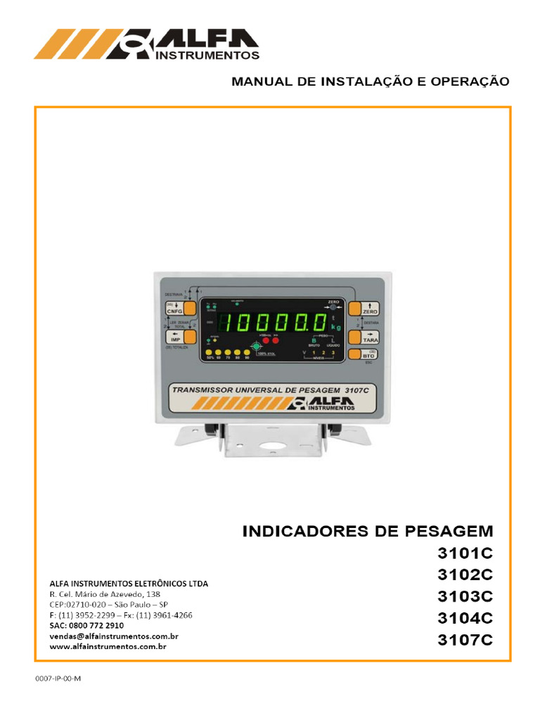 Indicadores de Pesagem 3101C 3102C 3103C 3104C 3107C Manual de ...