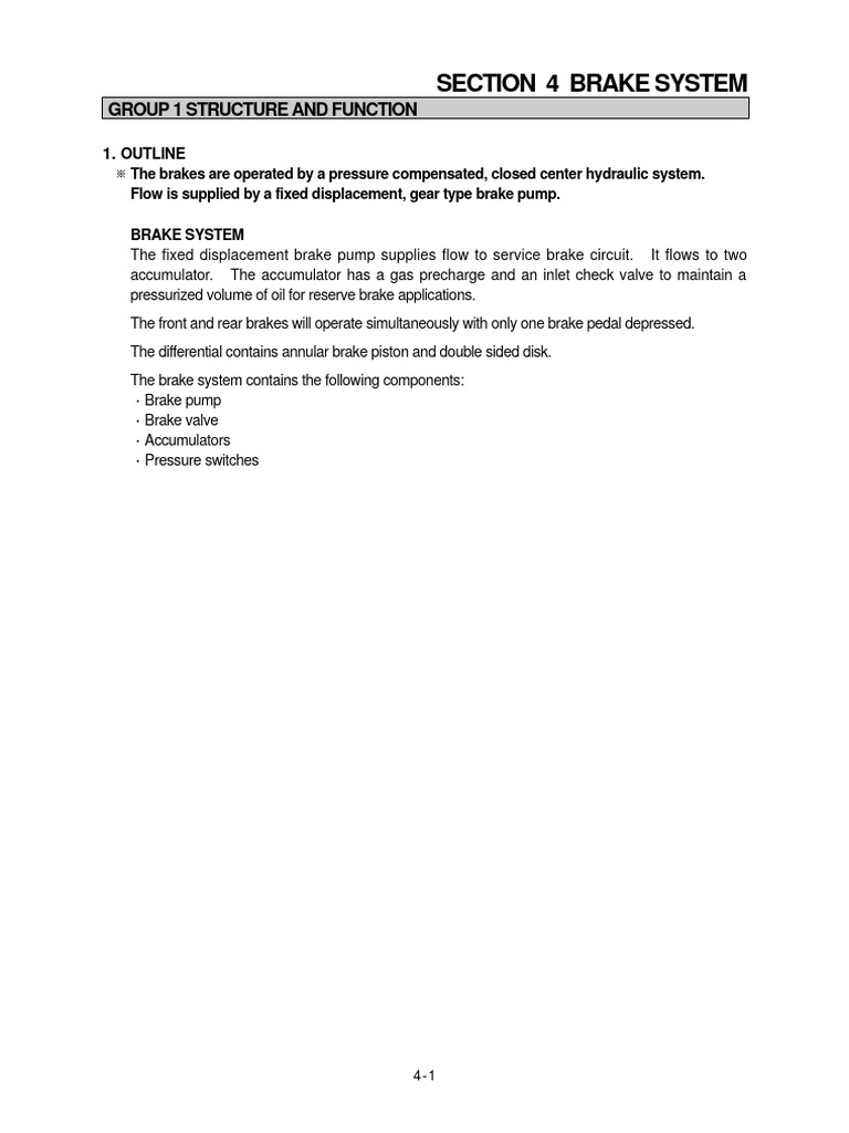 Section 4 Brake System: Group 1 Structure and Function | PDF