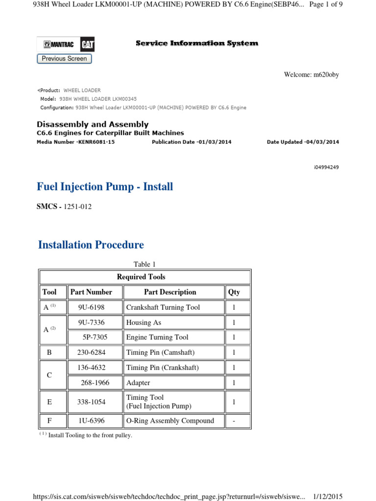 Fuel Injection Pump - Install | PDF | Pump | Engines