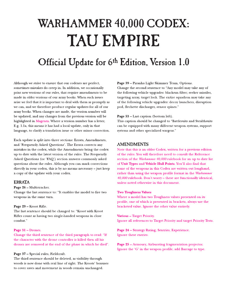 Tau Empire 6th Ed V1 | PDF