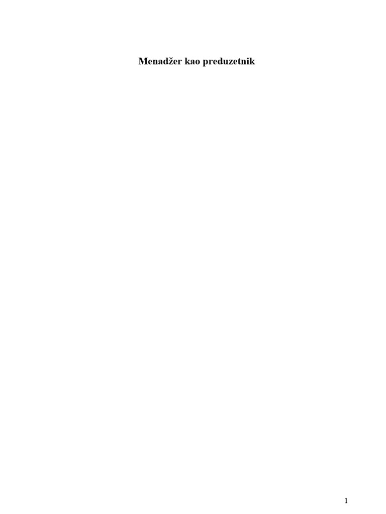 Menadžer Kao Preduzetnik | PDF