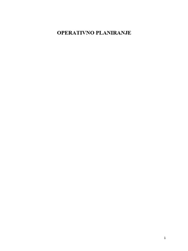 Operativno Planiranje | PDF