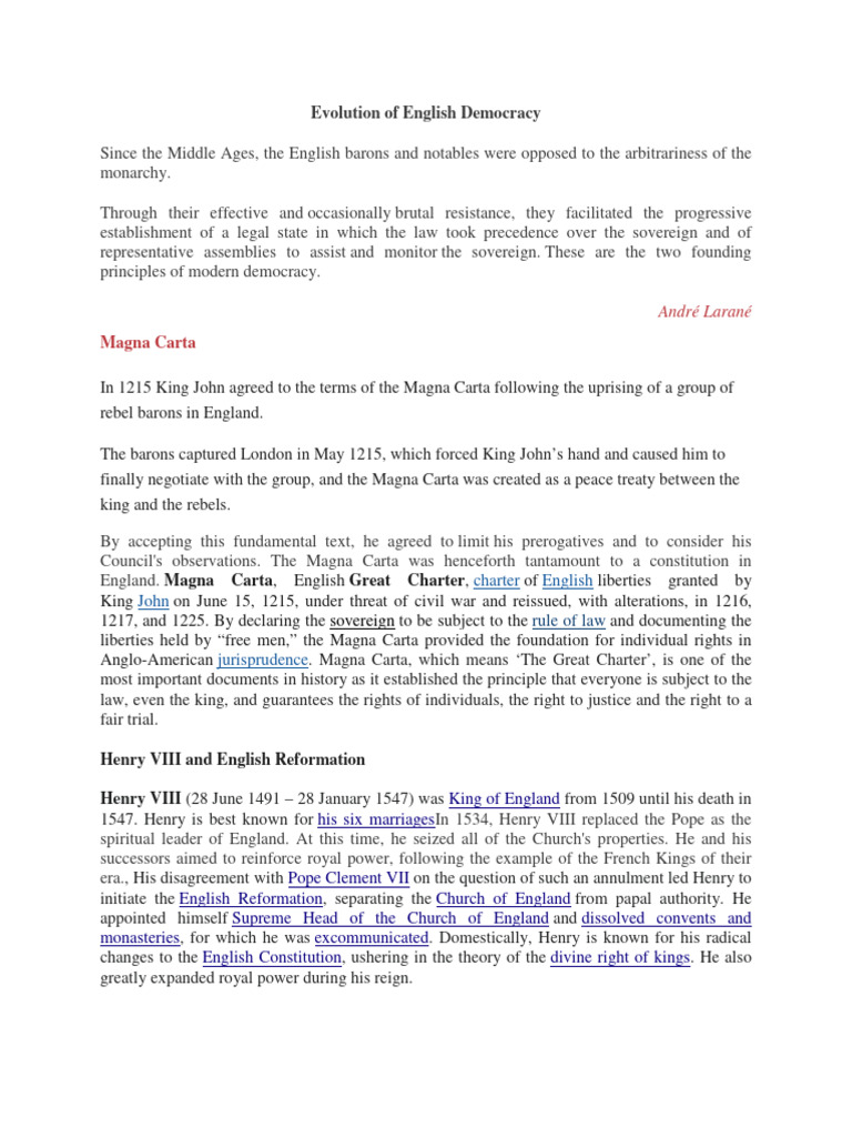 Evolution of English Democracy | PDF